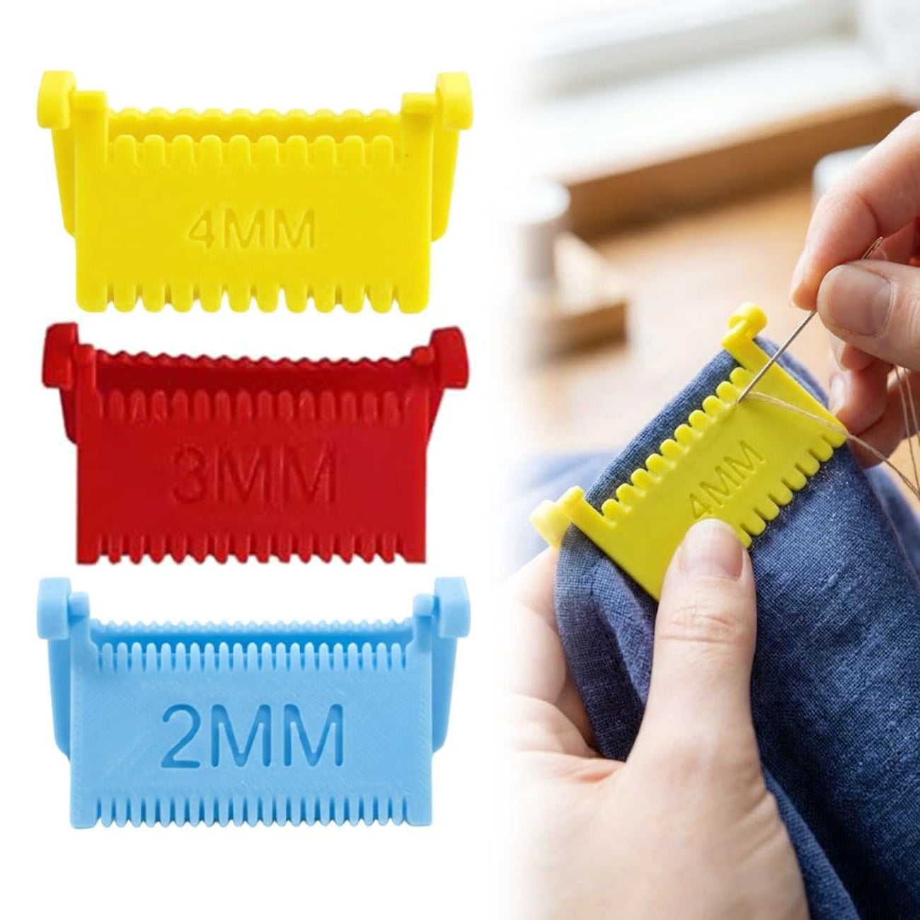 3pcs Clip-On Sewing Ruler, Hand Edge Stitch Lock and Sewing Gauge for ...
