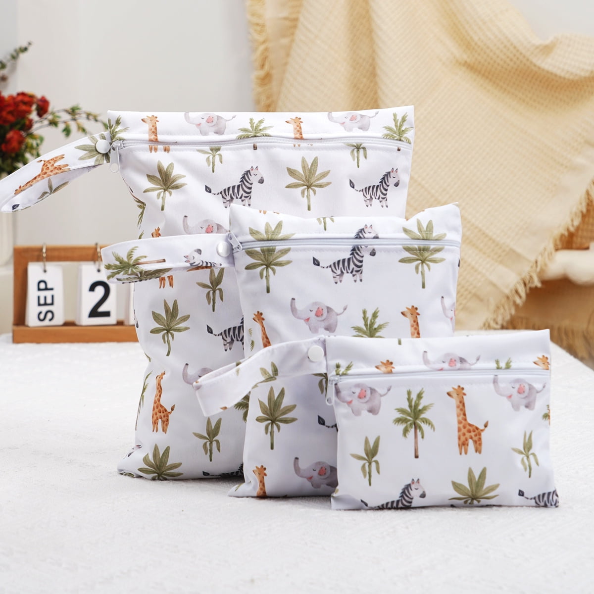 3pcs Cloth Diaper Wet Dry Bags Waterproof Reusable with Two Zippered ...