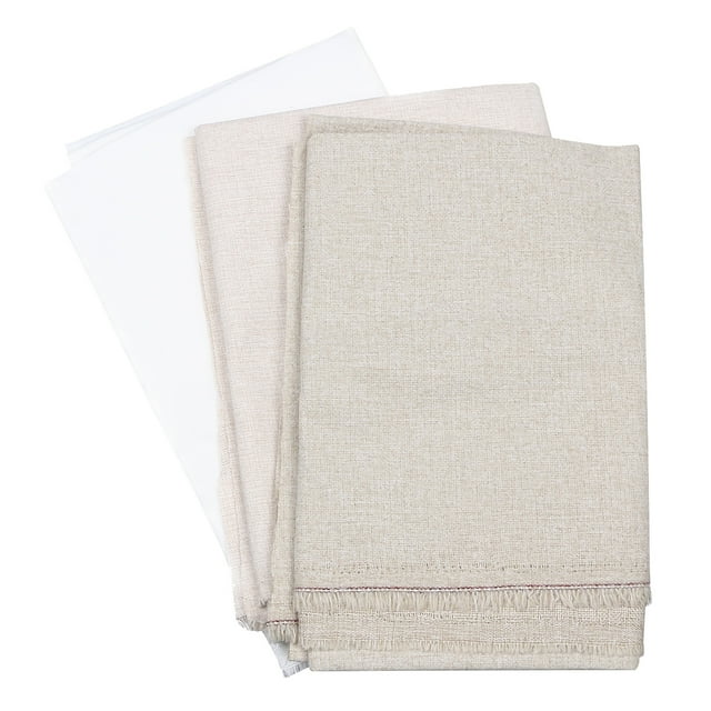 3pcs Clothing Linen Fabric Diy Solid Color Linen Cloth Fabric Beige White Light Beige