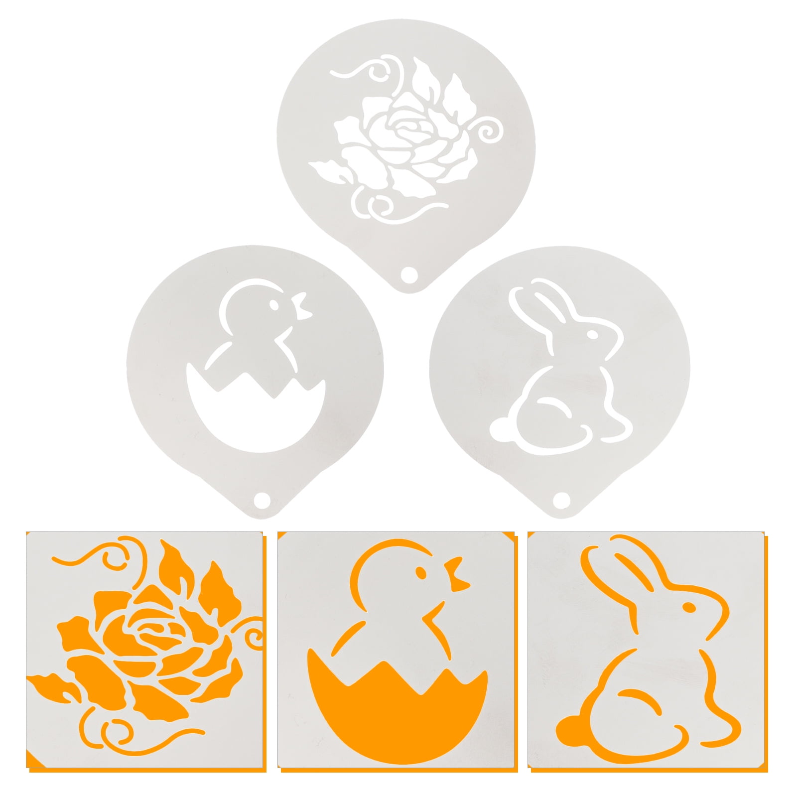 3pcs Coffee Stencils Bunny Rose Coffee Stencils Powdered Sugar Sieve ...