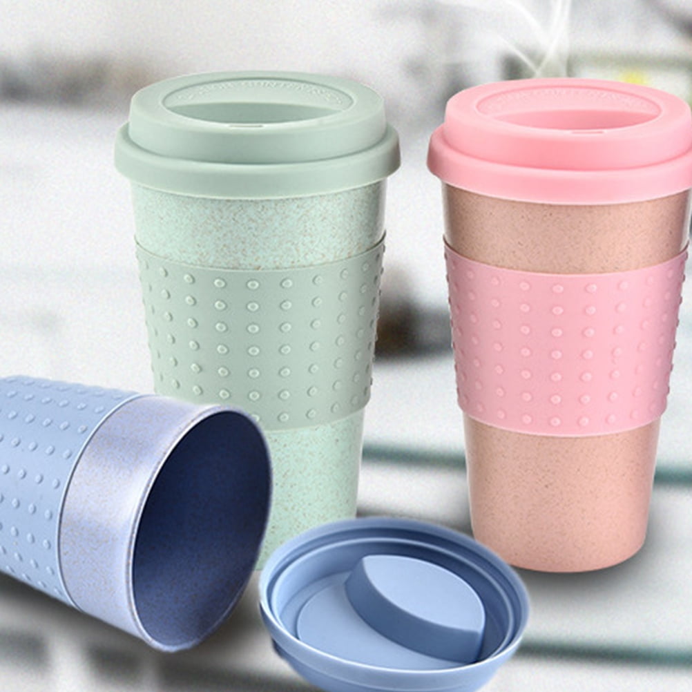 3pcs Sealed Plastic Coffee Tea Mug with Silicone Lid, Portable Travel ...