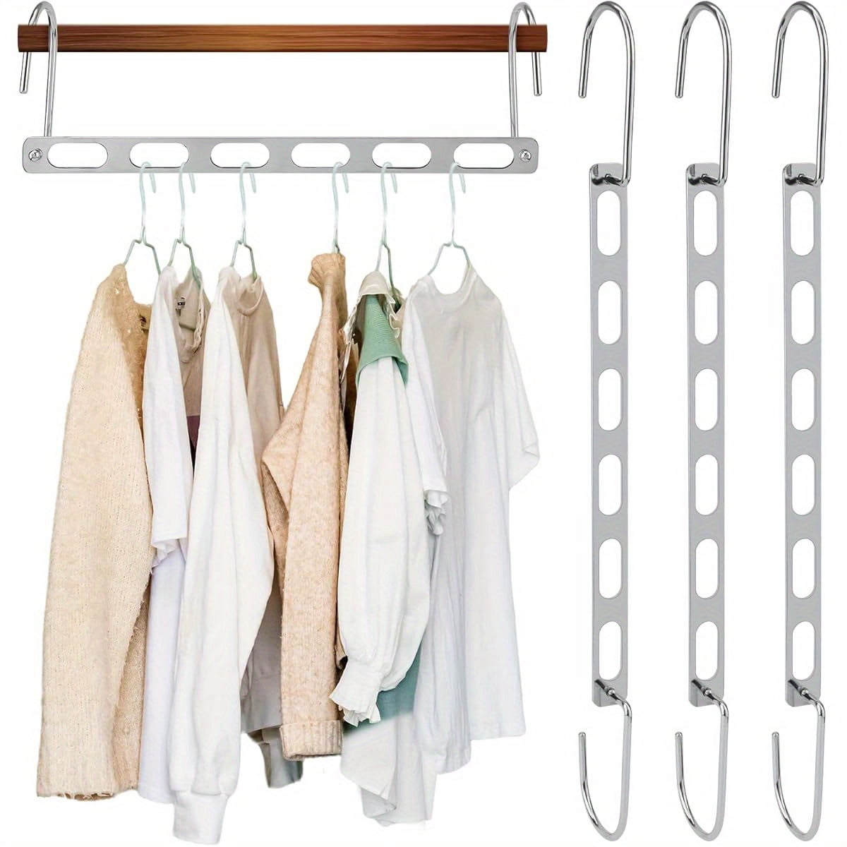 3pcs Collapsible Magic Hangers with 6-Hole Cascading Hooks - Space ...