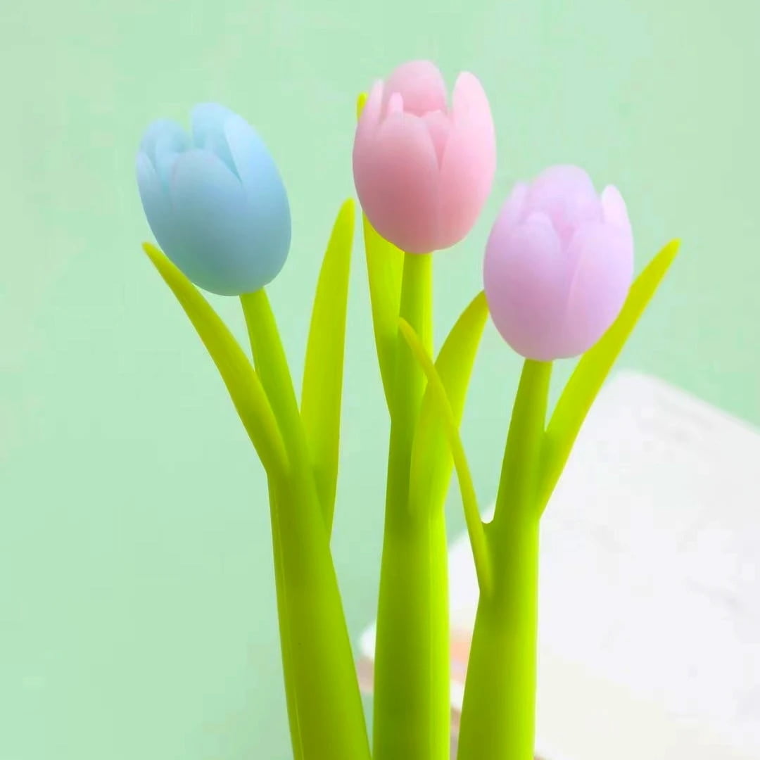 3pcs Color Changing Tulip Gel Pens Cute Discolor Floral Black Ink ...