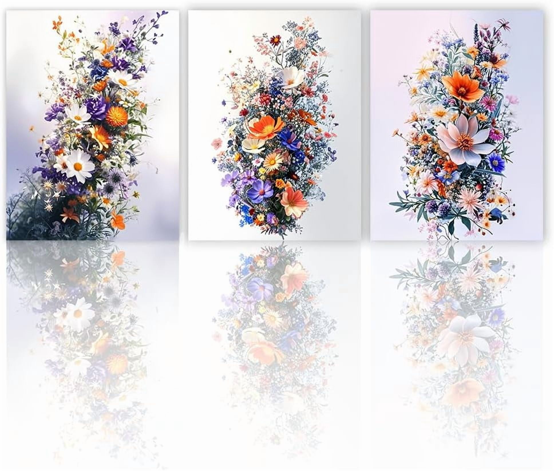 3pcs Colorful Wildflower Wall Art Watercolor Floral Pictures Abstract ...