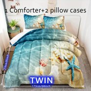 Move Over King Coastal Comforter Set, Blue Ocean Beach Bedding with ...