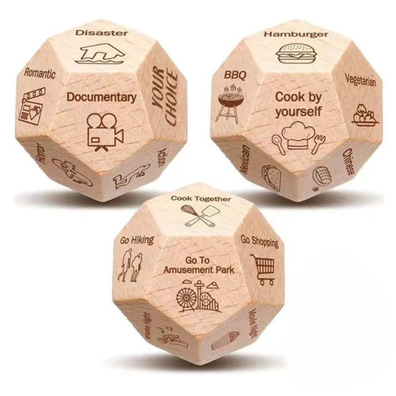 3pcs Couples' Decision Dice Set - Perfect For Date Night, Food & Movie ...