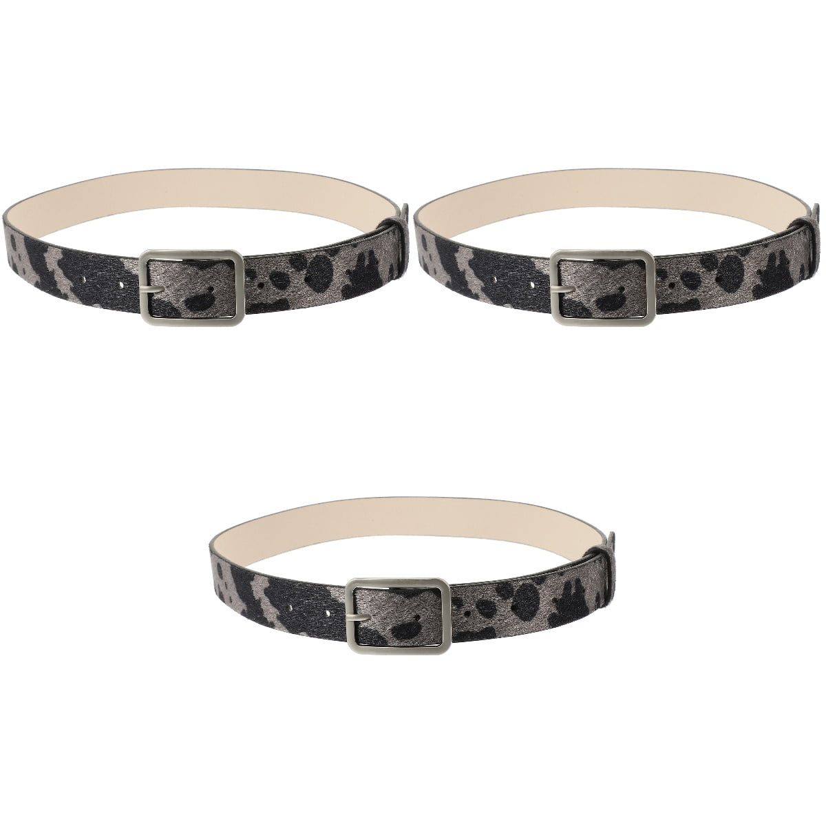 3pcs Cow Print Belt Cowgirl Belt Fashion Leather Belt Women Waist Belt ...