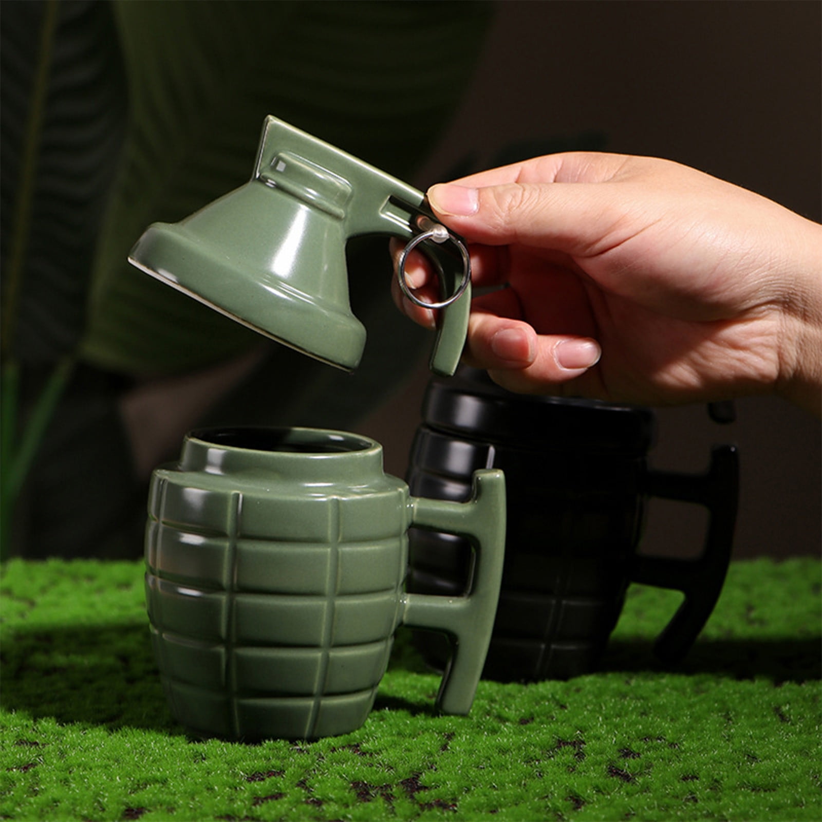 3pcs Creative Ceramic Grenade Mug,Daily Water Mug With Lid,Military ...