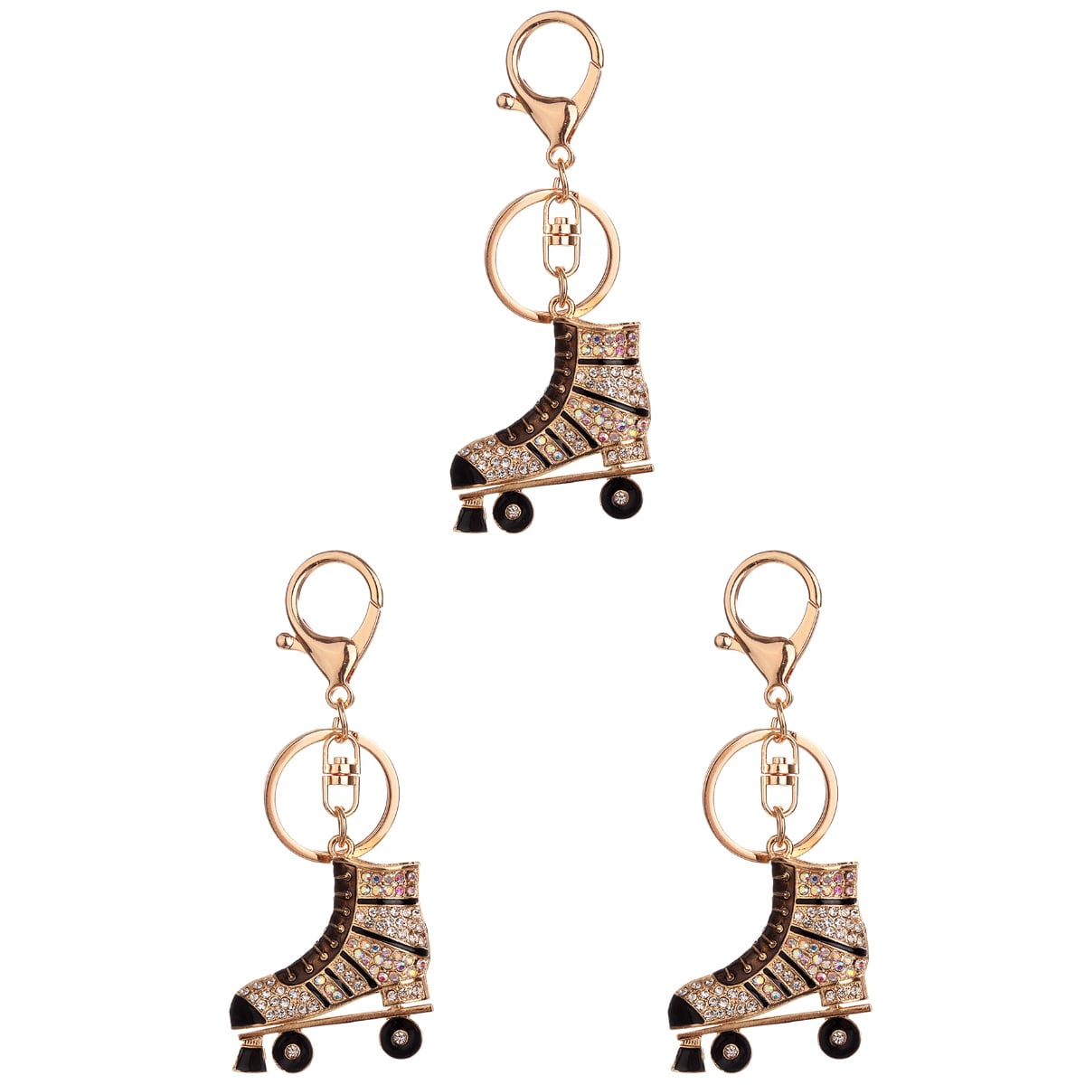 3pcs Creative Diamond- Alloy Key Ring Roller Skate Shaped Charm ...