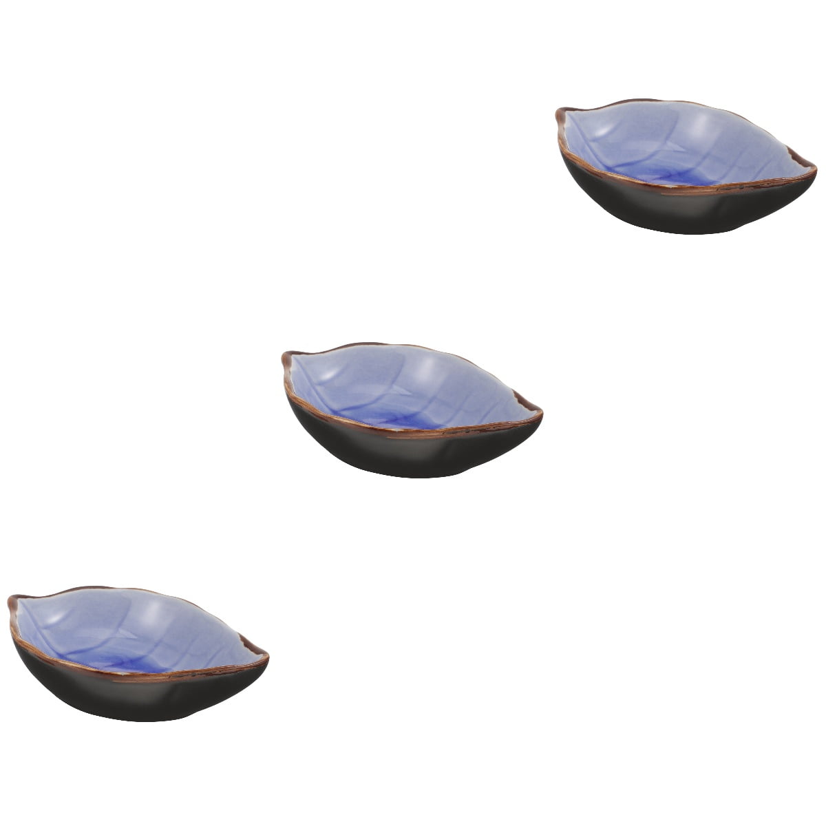 CIMAXIC 3Pcs Small Handcraft Blue Ceramic Plates for Sushi Sauces ...