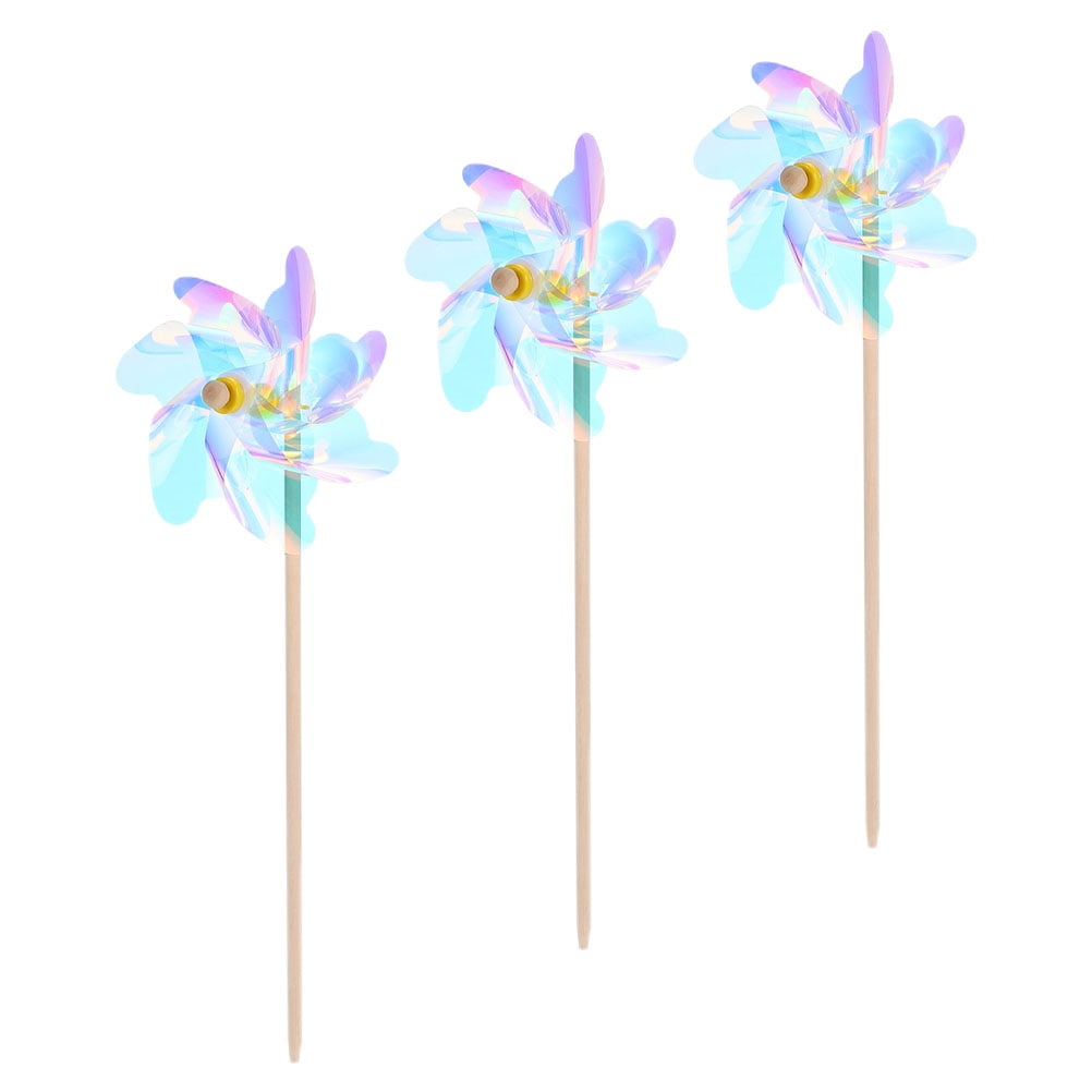 3pcs Creative Wooden Pole Windmill Toys Beautiful Windmill Toys for ...