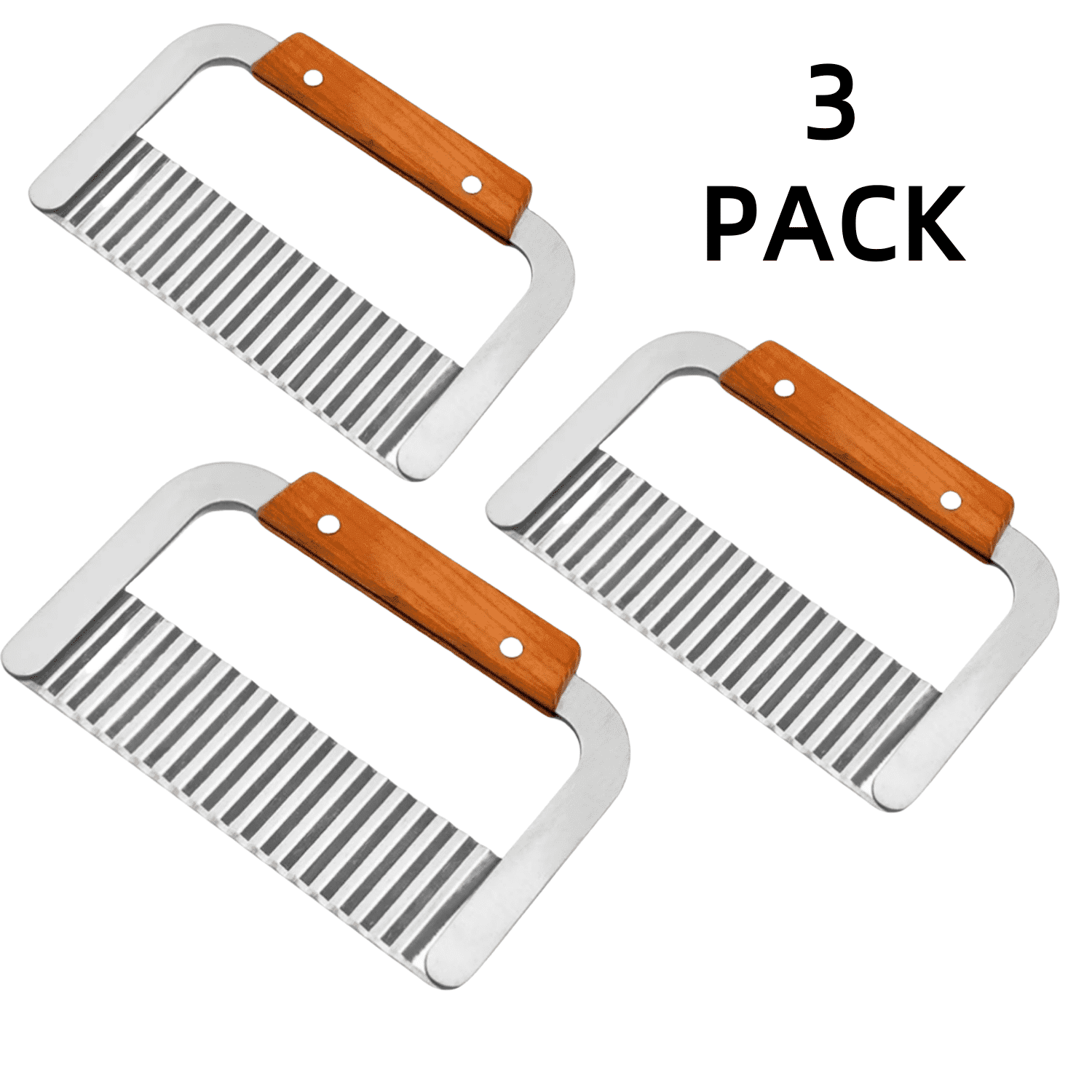 3pcs Crinkle Cut Potato Chip Cutter Set | Wavy Blade Vegetable Chopper ...