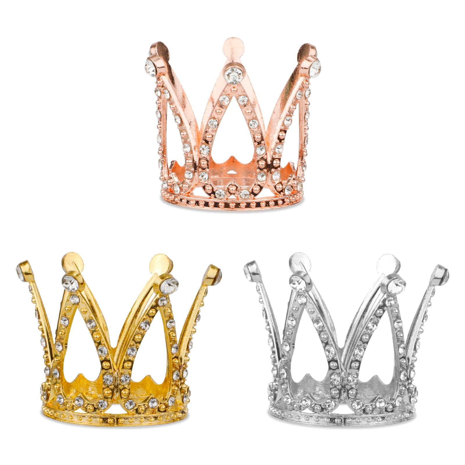 3pcs Crown Cake TWE5 Topper, Rhinestone Cake Toppers Cute Crowns ...