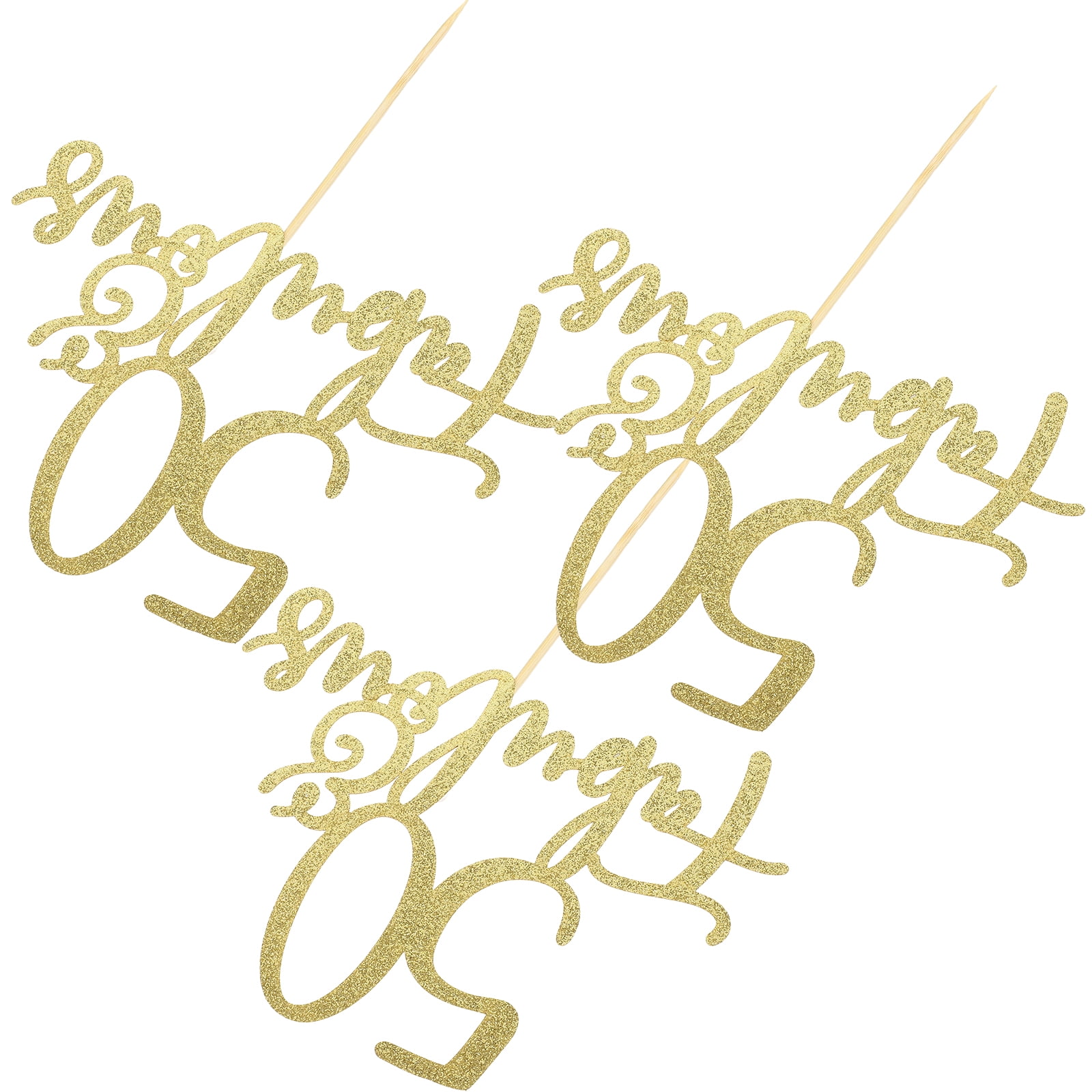 Golden Paper and Wood Cake Picks for Decoration Stylish and Lustrous ...