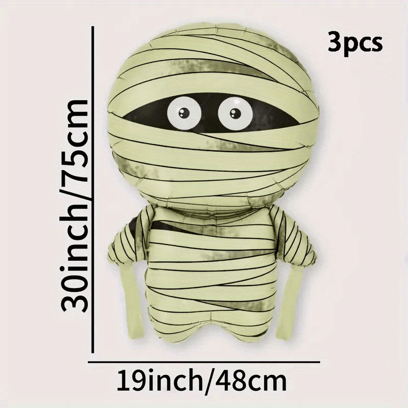 3pcs Cute Egyptian Mummy Balloons with Expressive Eyes & Wrinkled ...