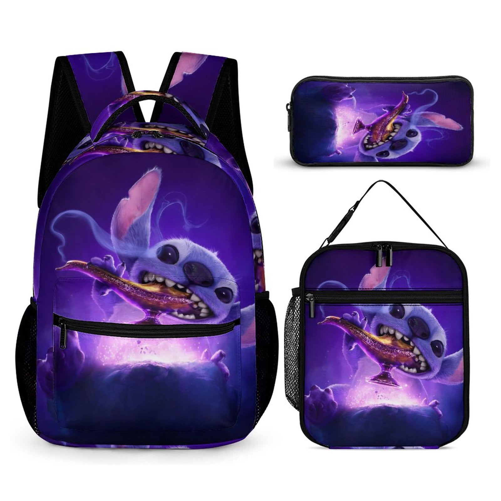 3pcs Cute Stitch Backpack Set, Multi-functional Laptop Bag 17in Water ...