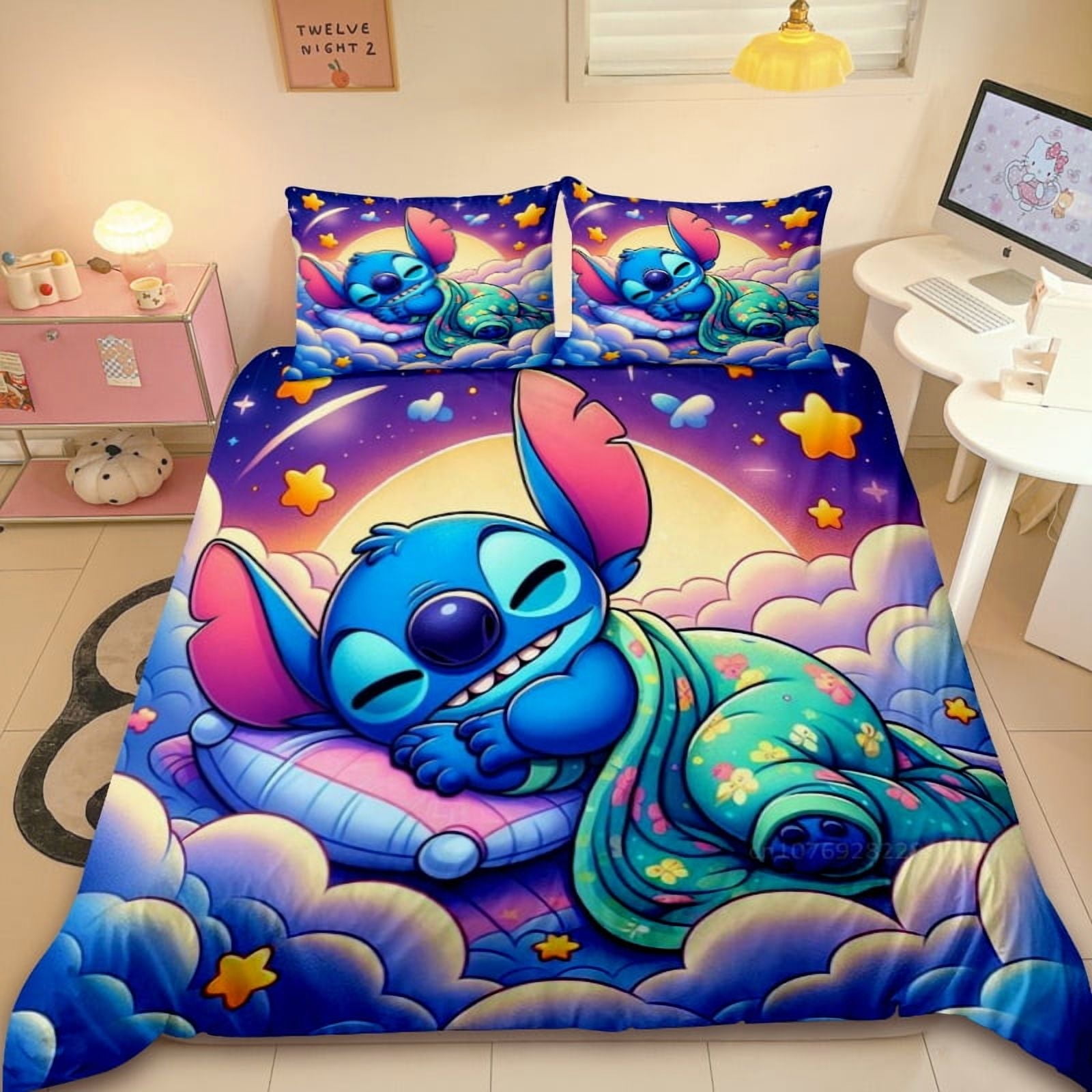 3pcs Cute Stitch Duvet Cover Kids Cartoon Bedding Set 3D Printed ...