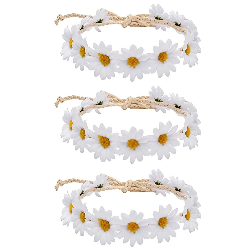 3pcs Daisy Headband Sunflower Garland Floral Fall Bohemian Sunflower ...