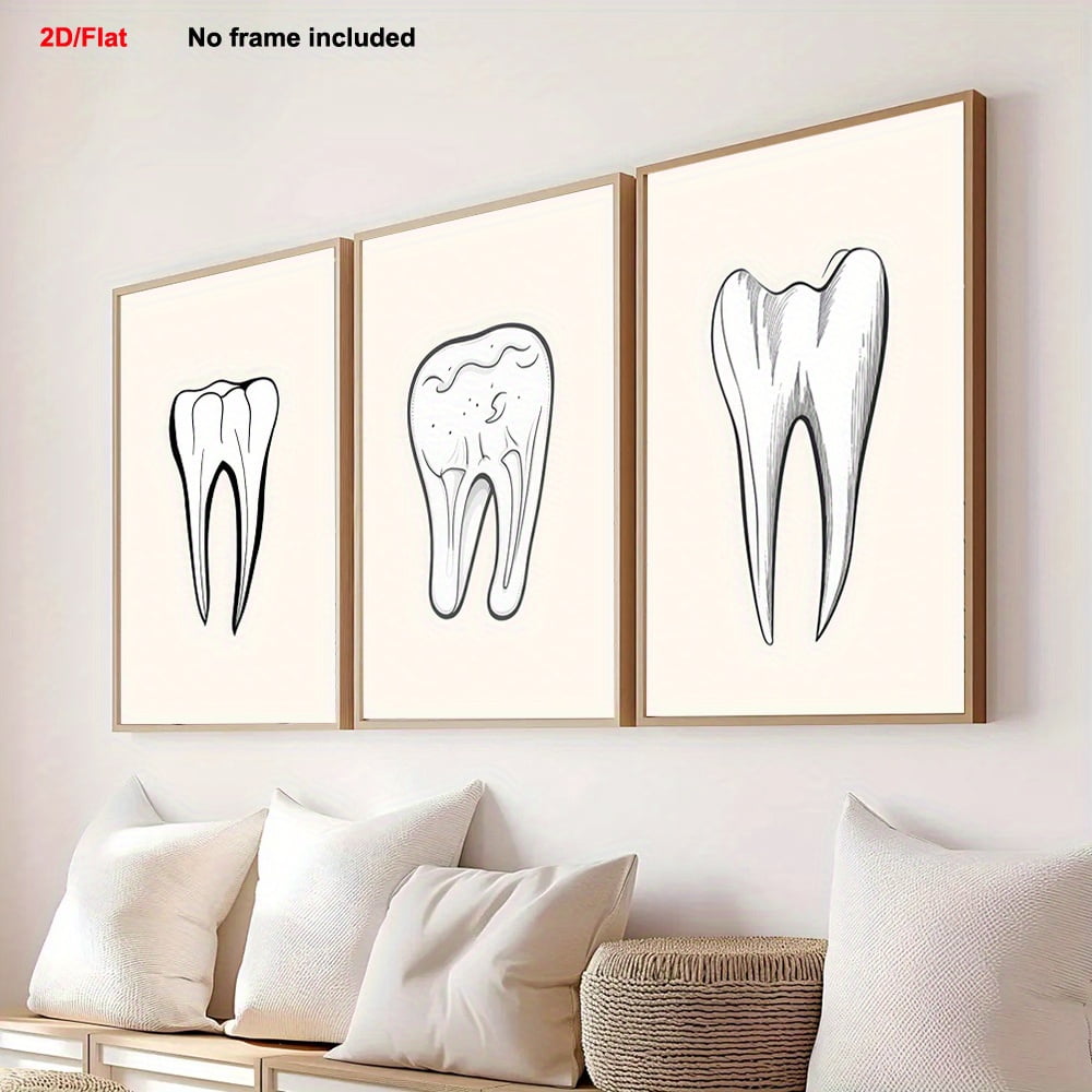 3pcs Decorative Art, 2D Frameless Canvas Prints - Dental Series: Set of ...