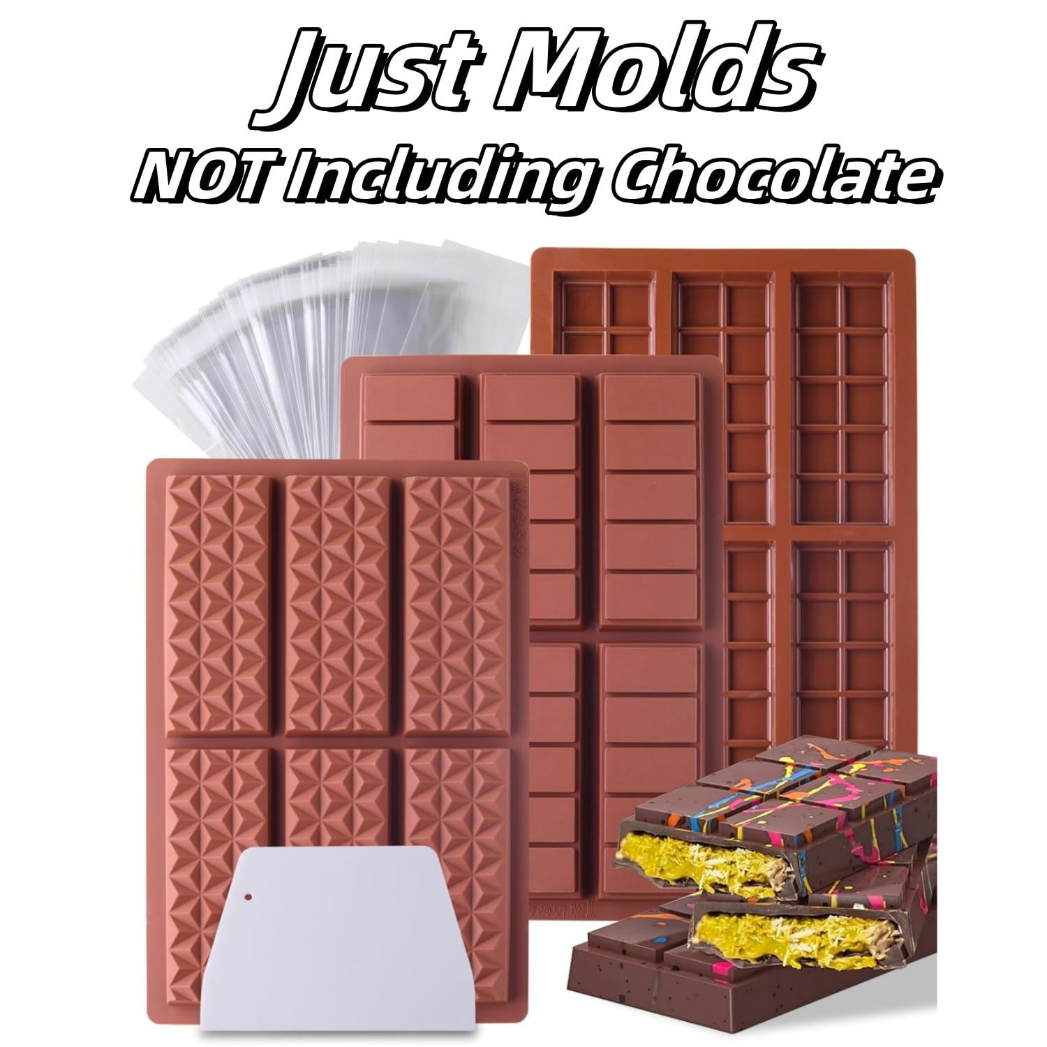 3pcs Deep Chocolate Bar Mold, Silicone Mold for Stuffed Chocolate ...
