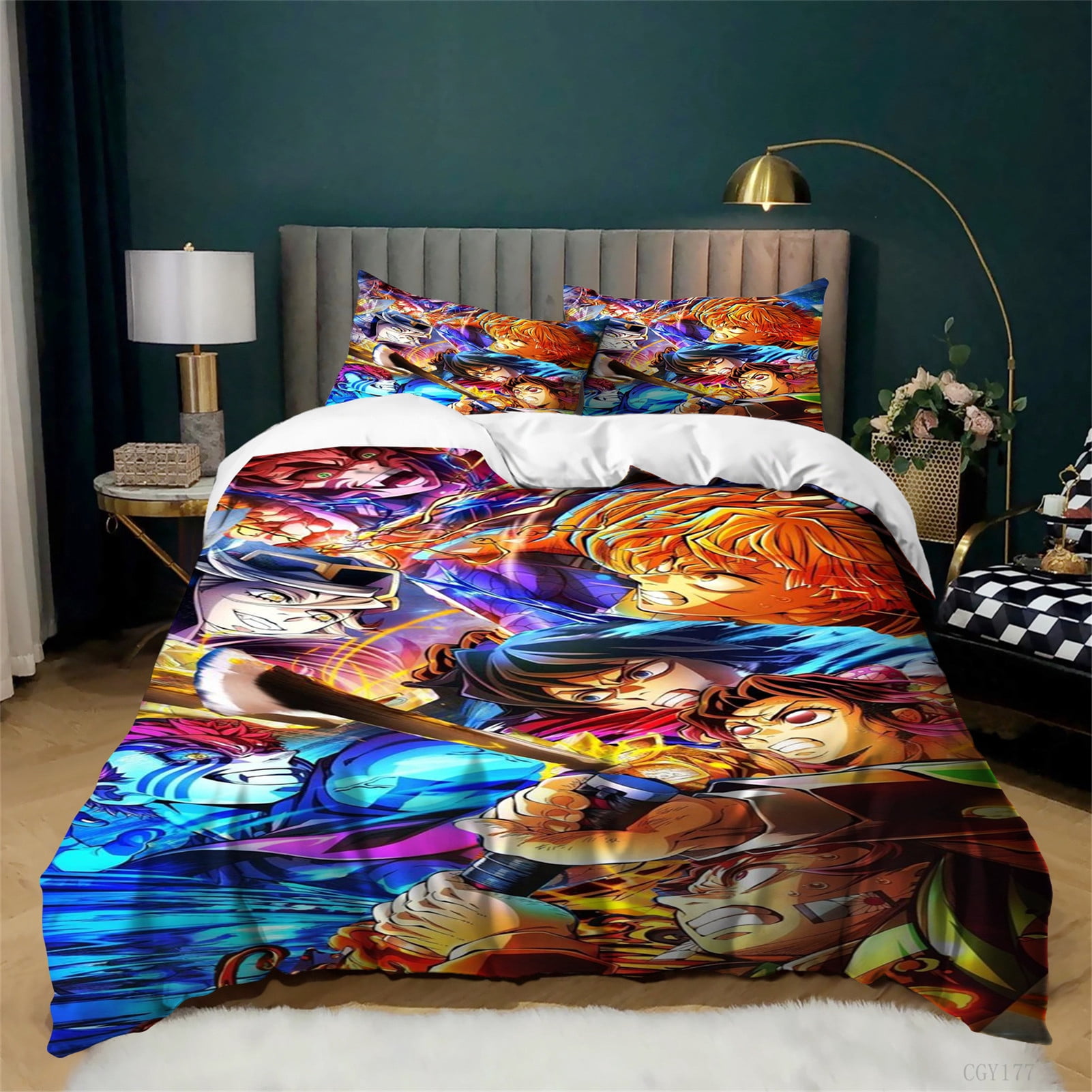 3pcs Demon Slayer Bedding Set Anime Comforter Quilt Cover Set Cozy Soft ...
