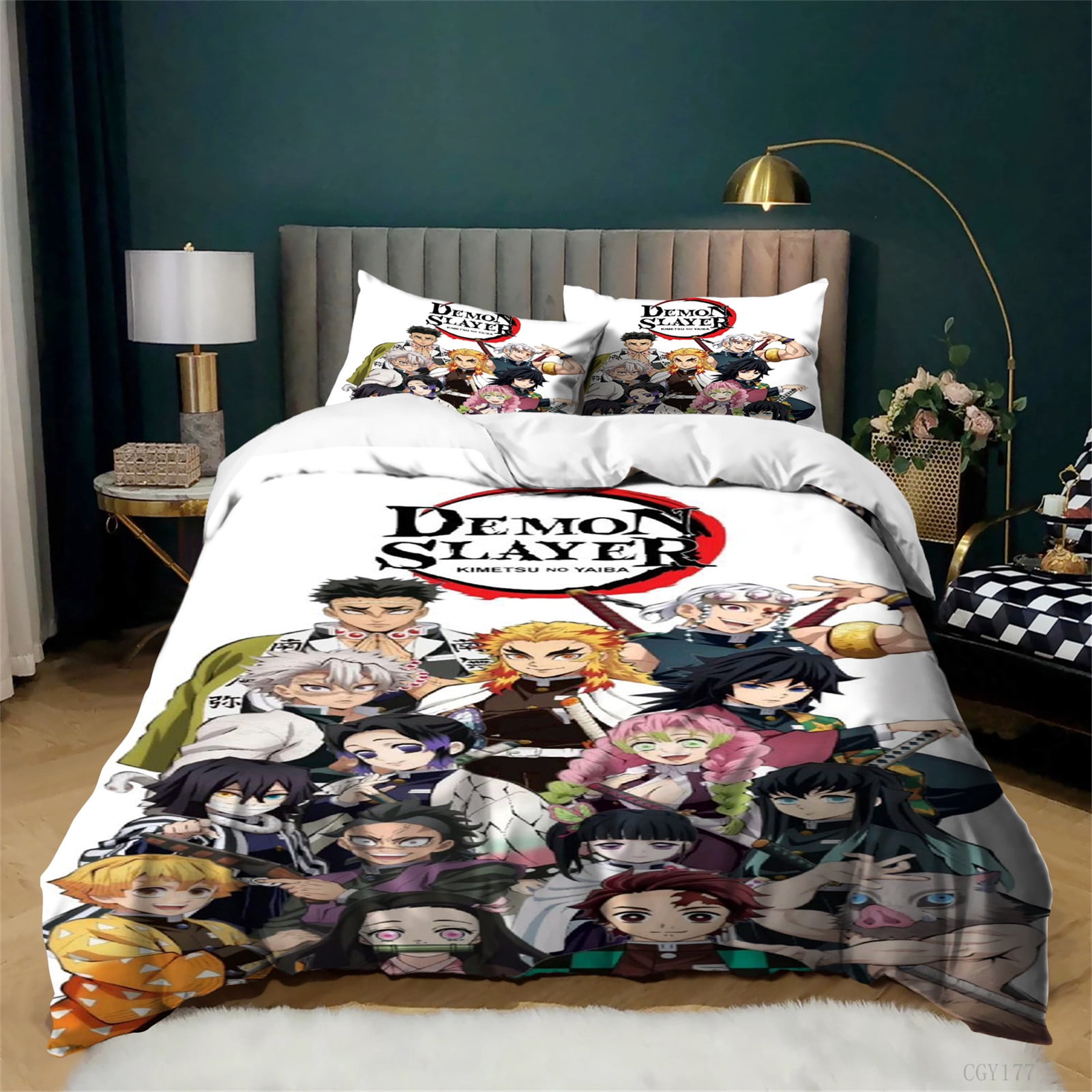 3pcs Demon Slayer Bedding Set Anime Comforter Quilt Cover Set Cozy Soft ...