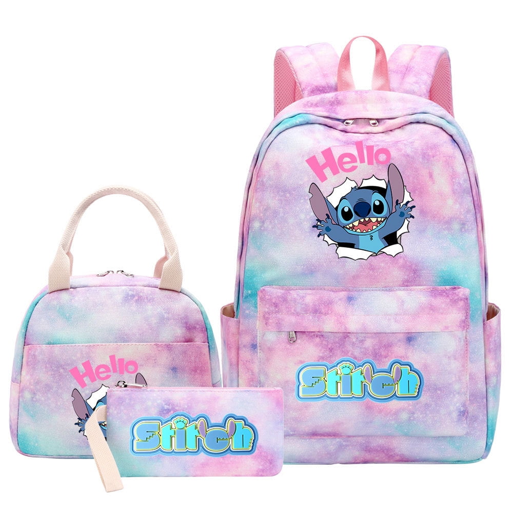3pcs Disney Lilo Stitch Colorful Backpack with Lunch Bag for Women ...