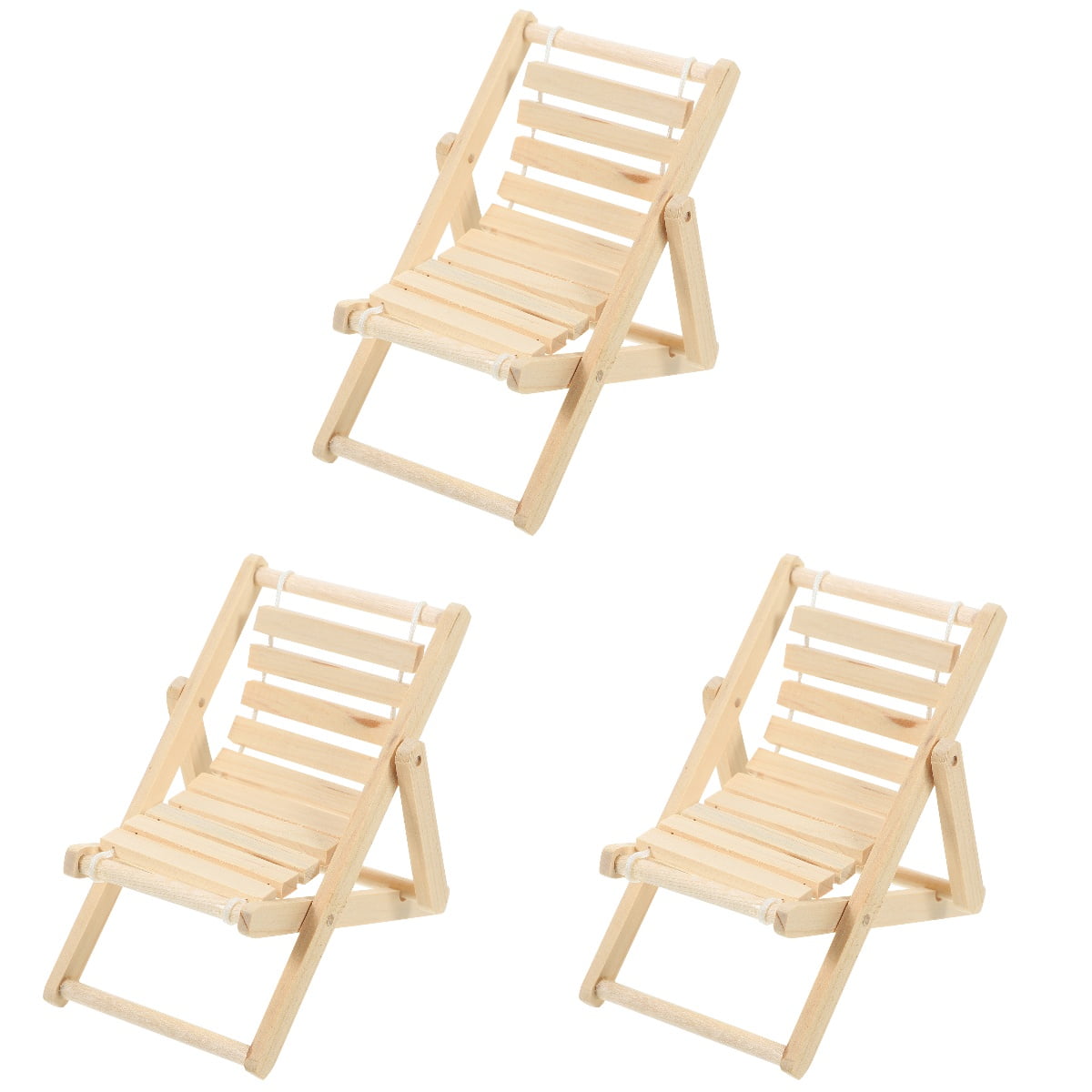 3pcs Doll House Beach Lounger Model Miniature Deck Chair Model Doll ...
