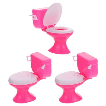 OGITUDE Doll House Toilet Mini flushing Toilet Toy Doll House Miniature ...