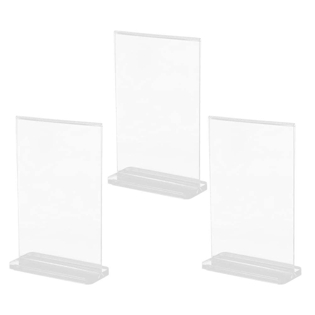3pcs Double Sided Acrylic Table Sign Holder Clear Plastic Display Stand ...