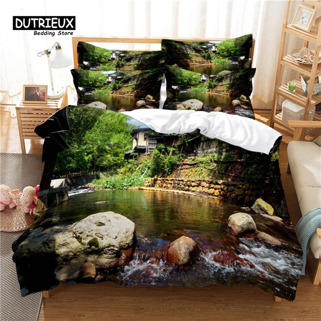 3pcs Duvet Cover Set 3D Beautiful Scenery Bedding Set Soft Comfortable ...