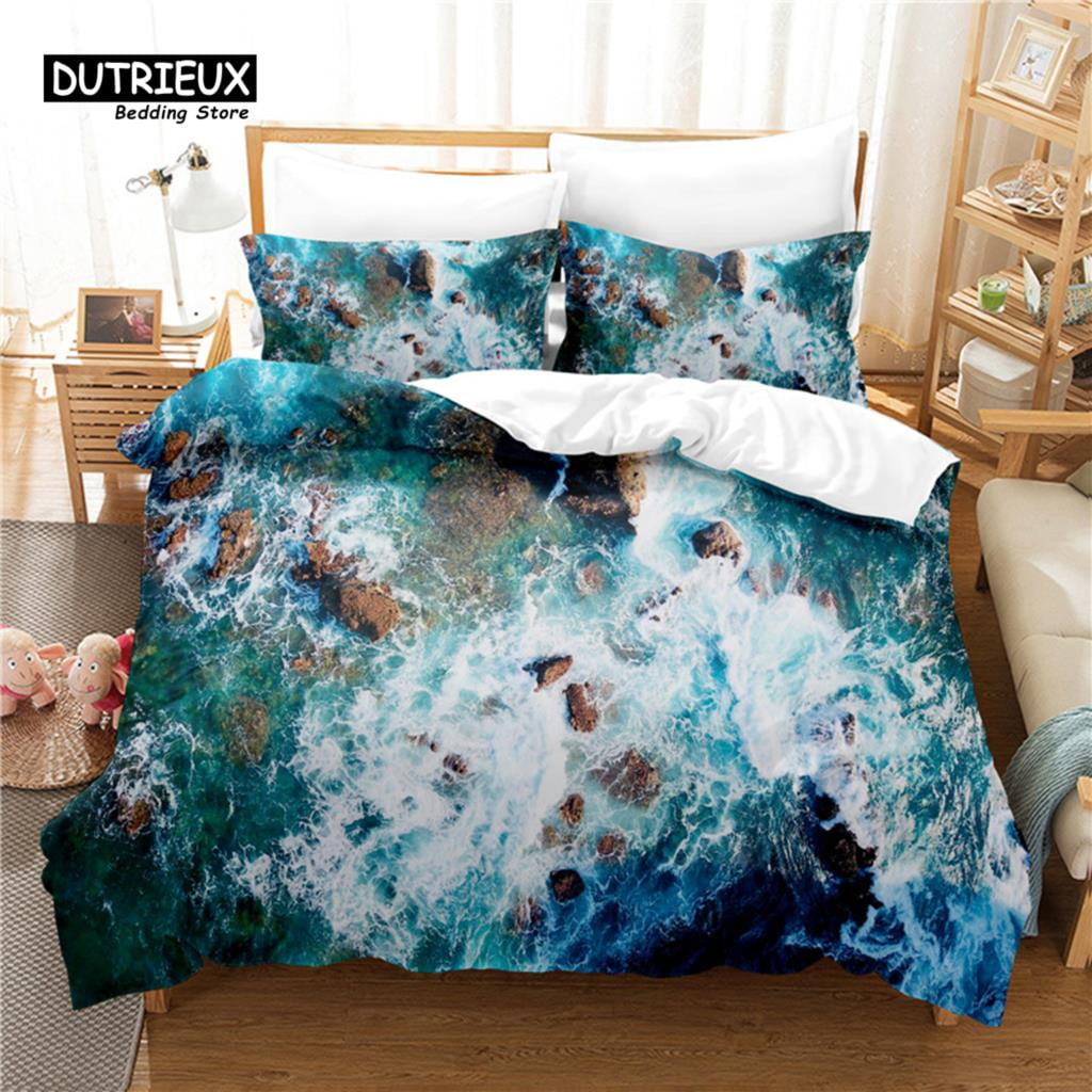 3pcs Duvet Cover Set 3D Ocean Coral Reef Bedding Set Soft Comfortable ...