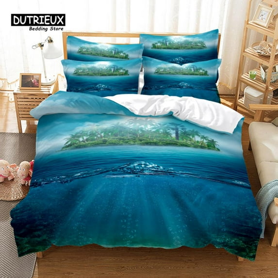 3pcs Duvet Cover Set Beach Coconut Tree Bedding Set Soft Comfortable ...