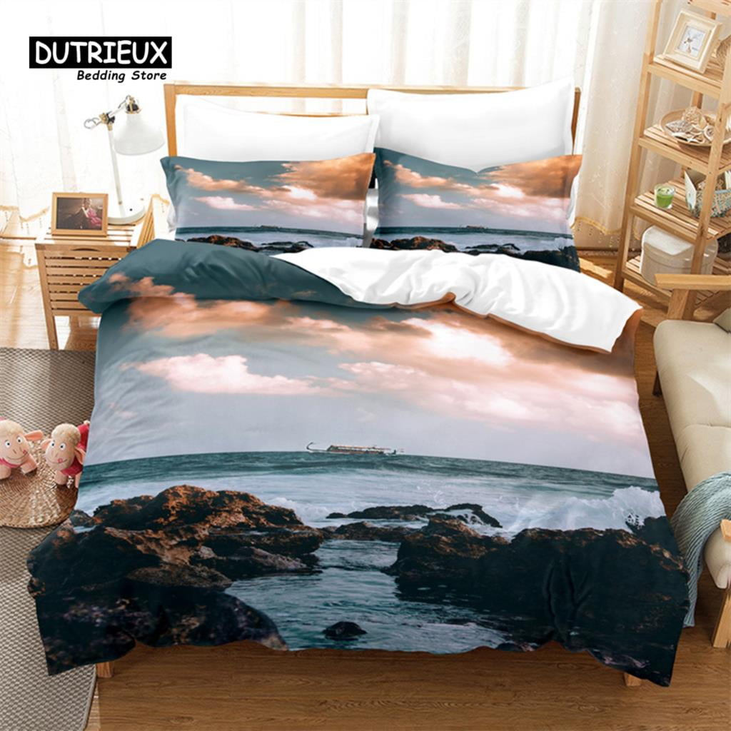 3pcs Duvet Cover Set Beautiful Seaside Beach Bedding Set Soft ...