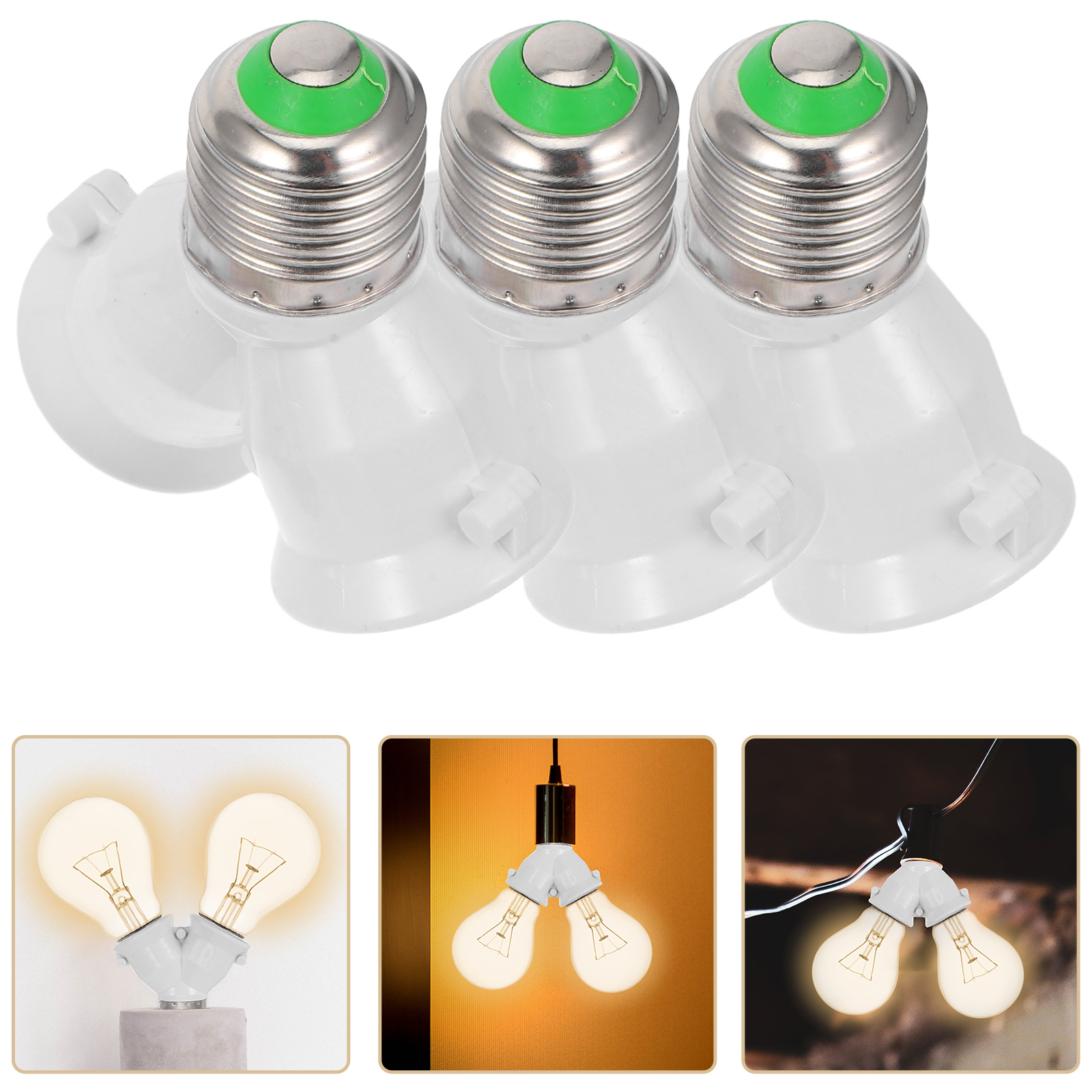 3pcs E27 2 in 1 Light Socket Adjustable Adapter Splitter Lamp 360 ...