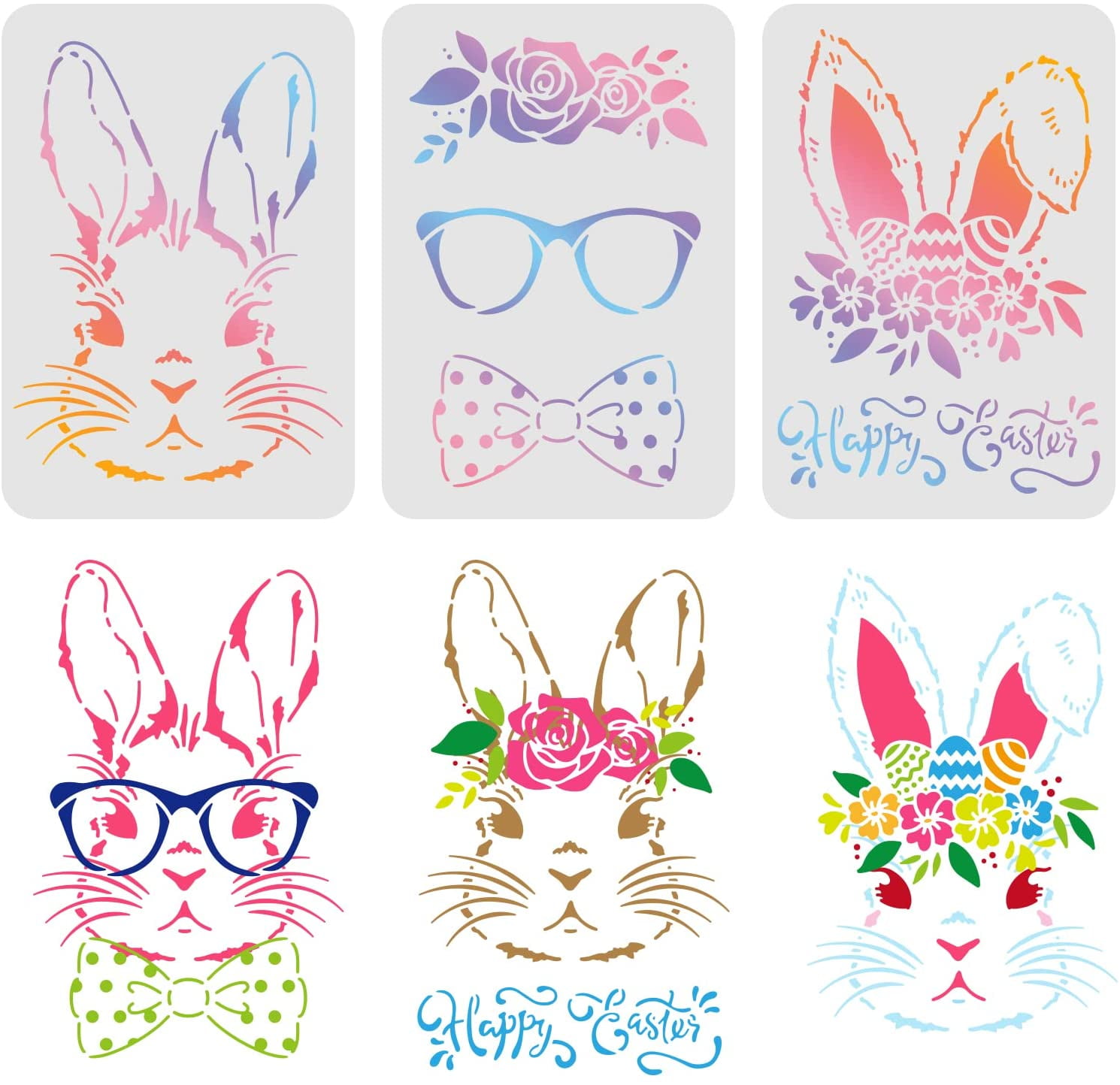 3pcs Easter Bunny Drawing Painting Stencils Templates (11.6x8.3inch ...