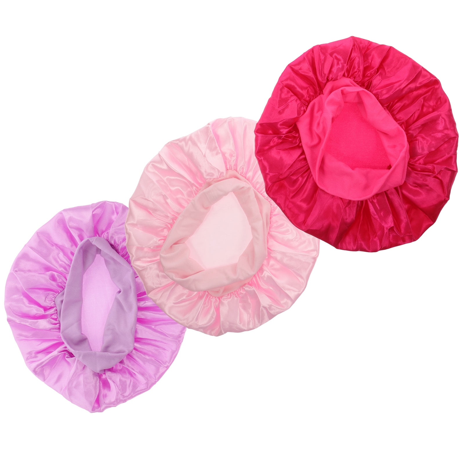 3pcs Elastic Caps Candy Color Comfortable Breathable Wide Brim Night ...