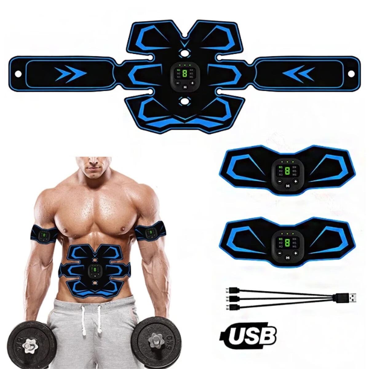3pcs Electric Abdominal Muscle Stimulator EMS Trainer Belt Fitness ...