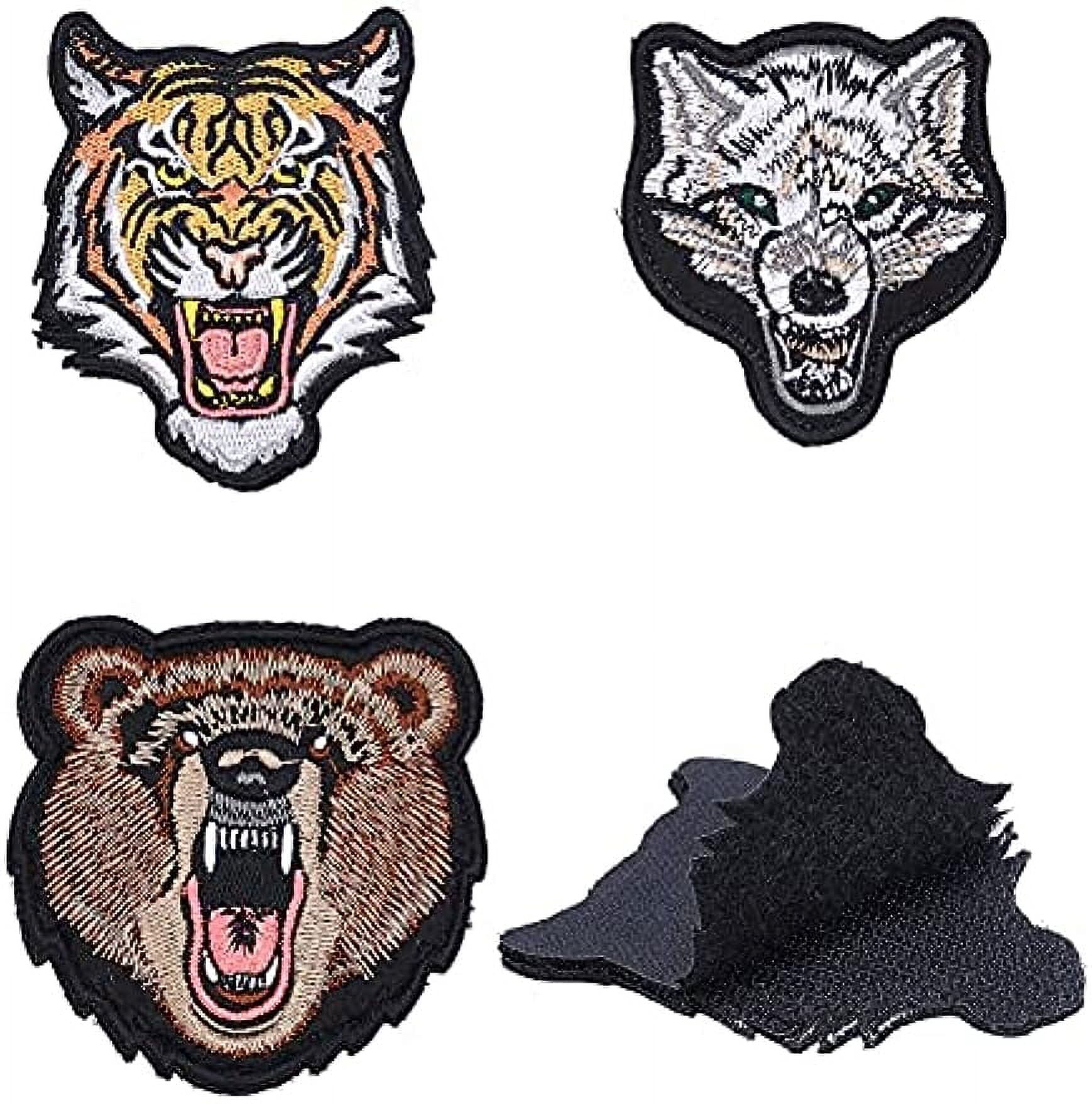 3pcs Embroidered Patch Bear Tiger Wolf Patch Embroidered Armbands ...