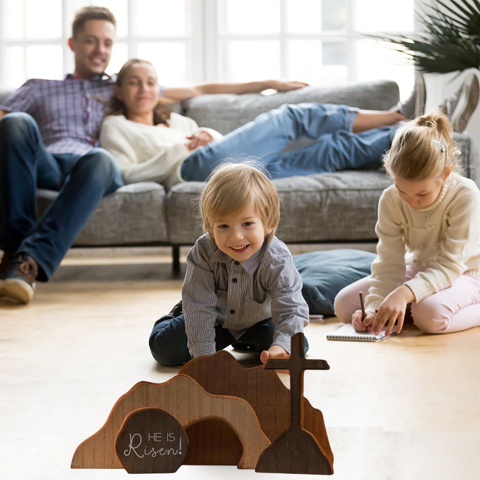 3pcs Empty Tomb Easter Scene and Cross Decorations He is Risen Jesus ...