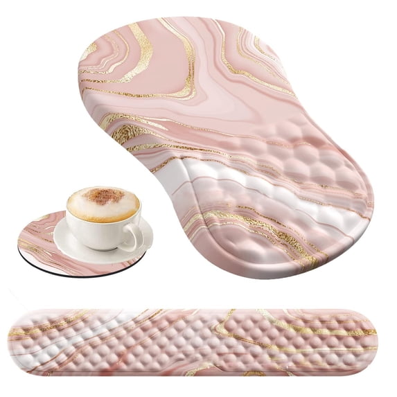 3pcs Ergonomic Memory Foam Wrist Mouse Pad for Keyboard Mouse Cup ...