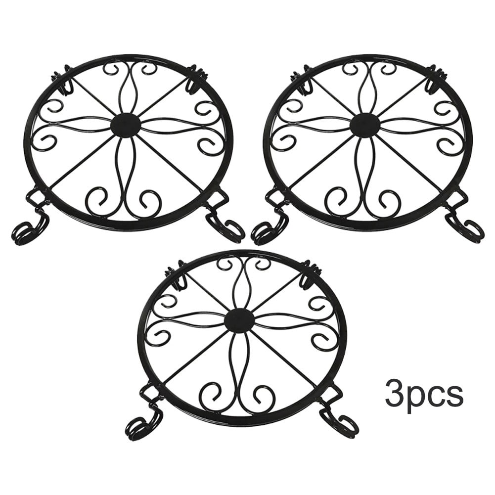3pcs European Floor-Standing Iron Flower Rack Balcony Flower Pot Rack ...