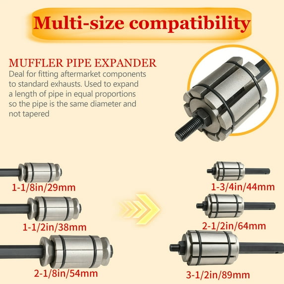 3pcs Exhaust Pipe Expander Set Heavy-Duty Pipe Repair Tool Forged ...