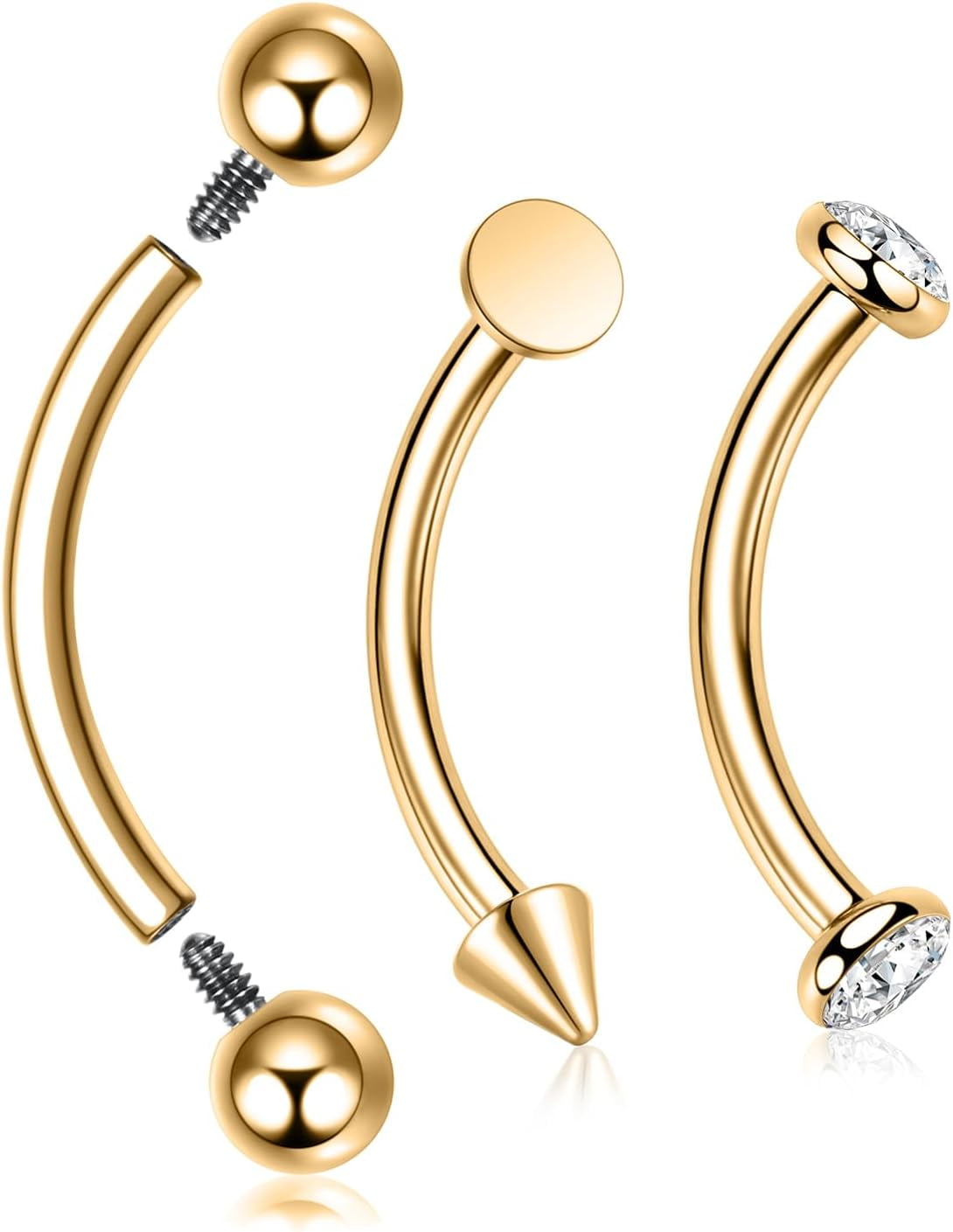 3pcs Eyebrow Piercing Jewelry G23 Titanium Vertical Labret Lip Jewelry ...