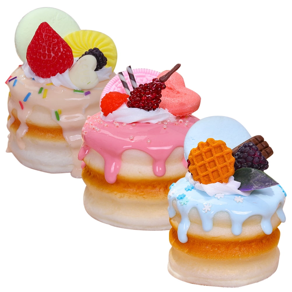 3pcs Fake Cake Fake Fruit Cake Realistic Food Artificial Cake Realistic ...