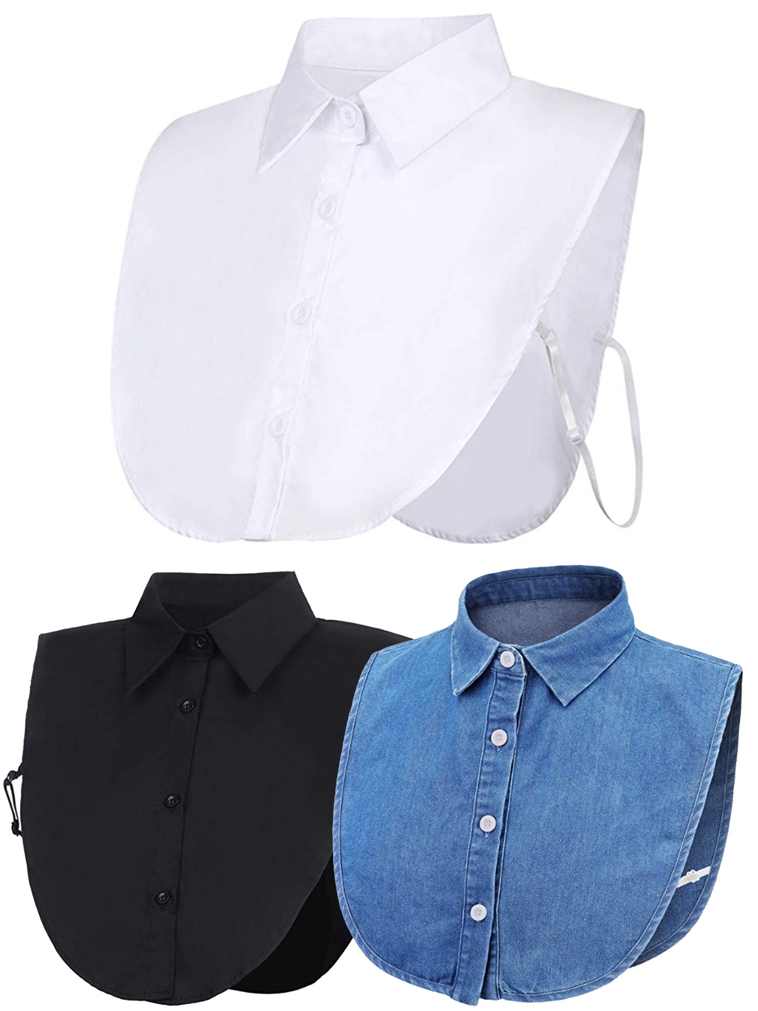 3pcs Fake Collar Detachable Dickey Collar Blouse Half Shirts Peter Pan ...