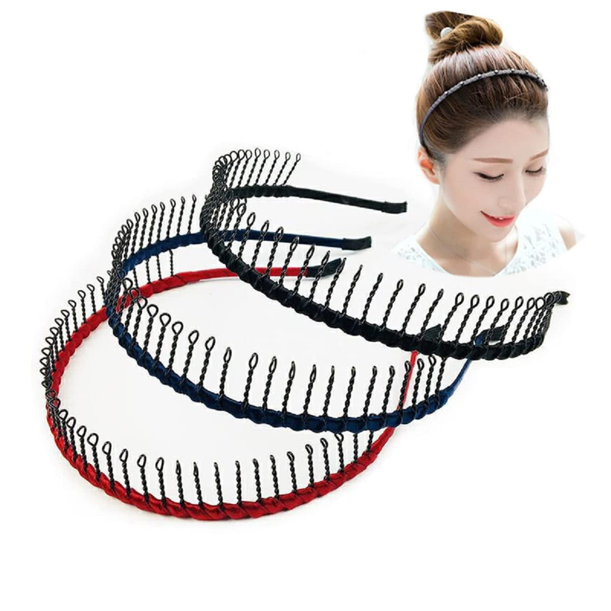 3pcs Assorted Sets Fashion Hair Hoop Teeth Comb Bands for Teens, Non ...