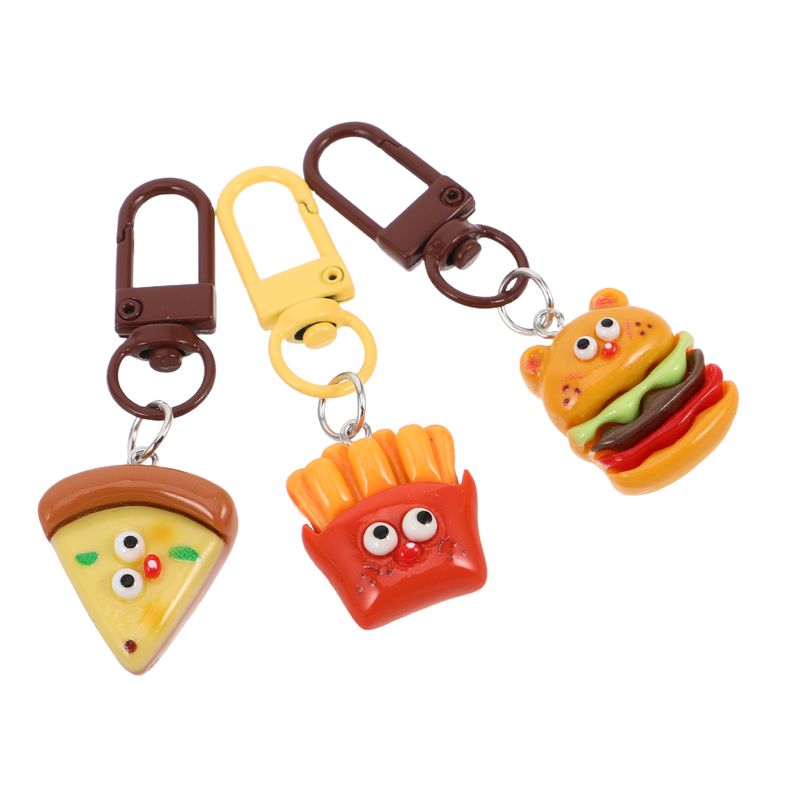 3pcs Fast Food Keychains Set Kids Hamburger Pizza French Fries Charm ...