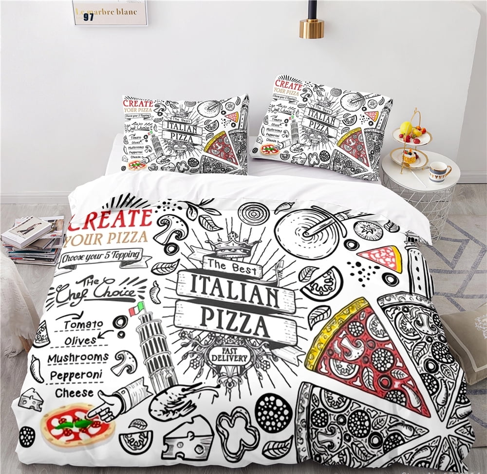 3pcs Fast Food Pizza Hamburger 3D Printed Duvet Cover Set Twin Full ...