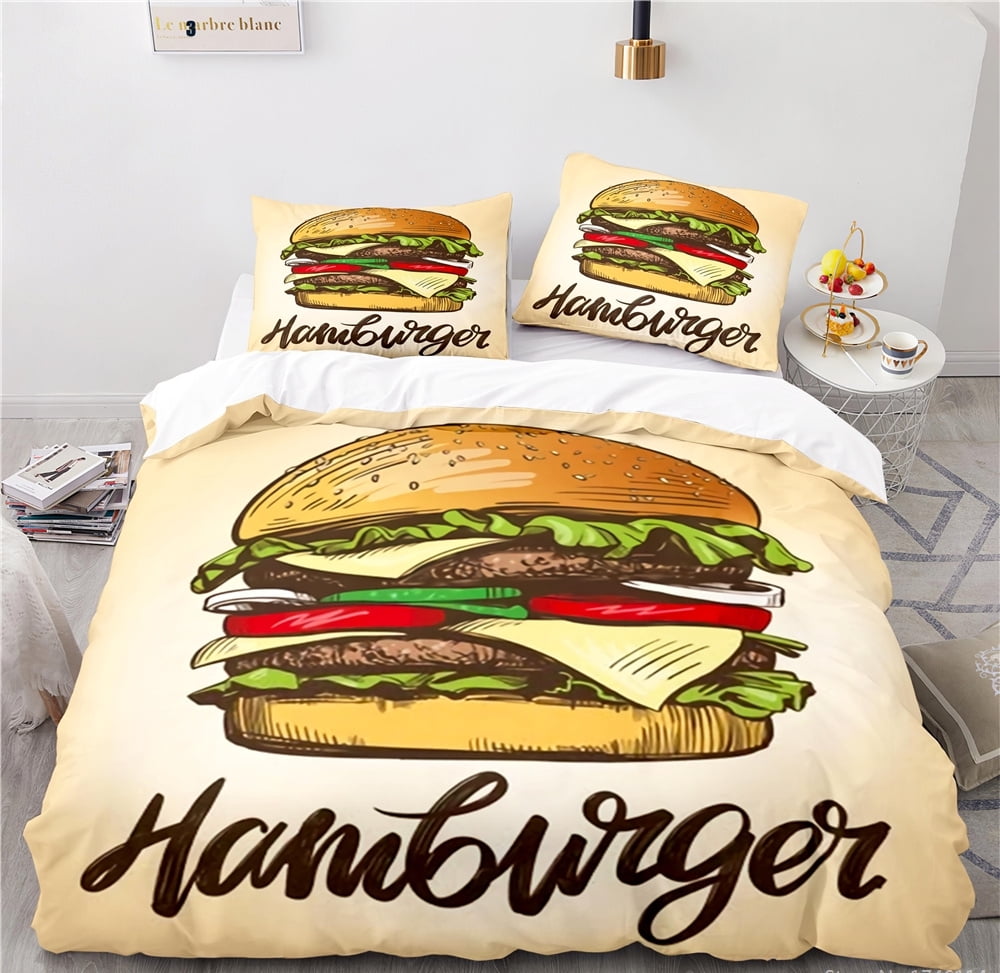 3pcs Fast Food Pizza Hamburger 3D Printed Duvet Cover Set Twin Full ...